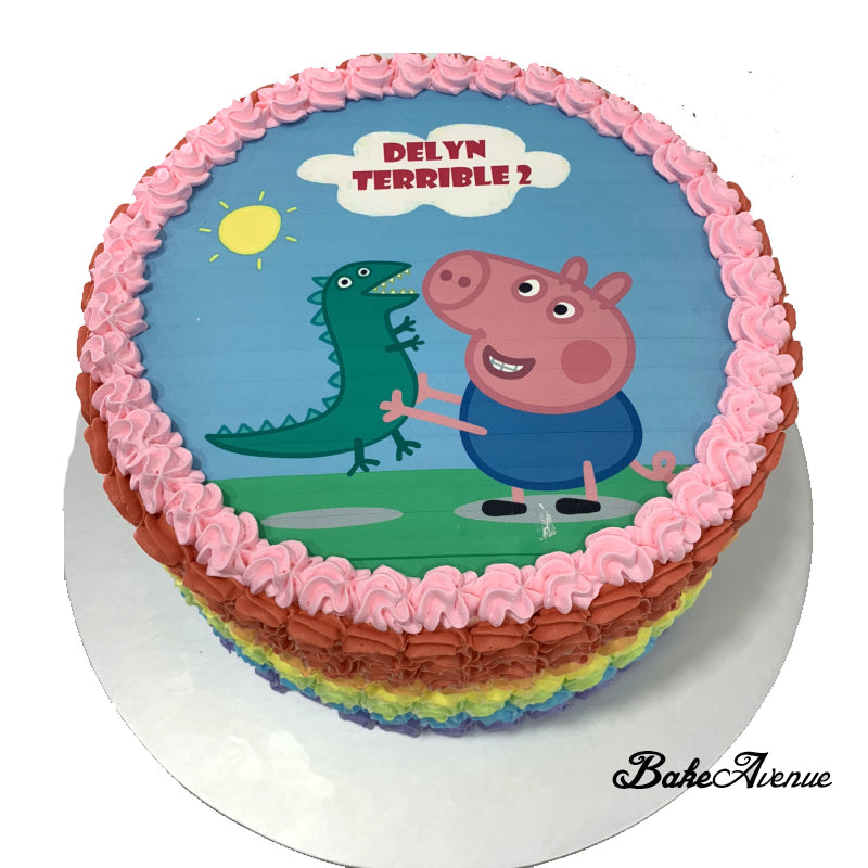 Peppa Pig (George) icing image Rainbow Cake – BakeAvenue