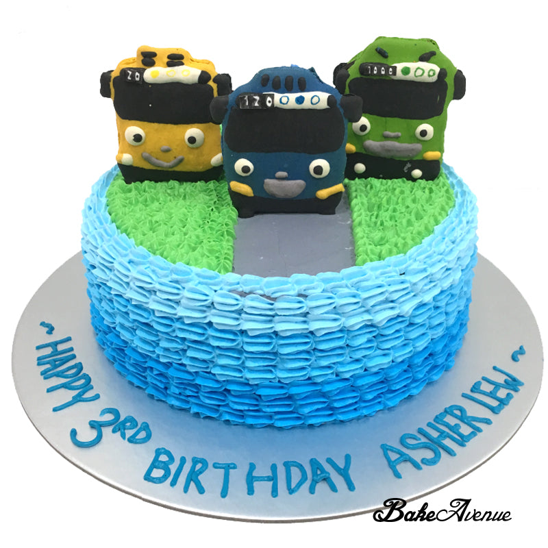 Tayo Bus Macaron Topper Ombre Cake – BakeAvenue